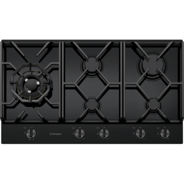 90cm 5 burner black ceramic glass gas cooktop - WHG959BD | Westinghouse NZ