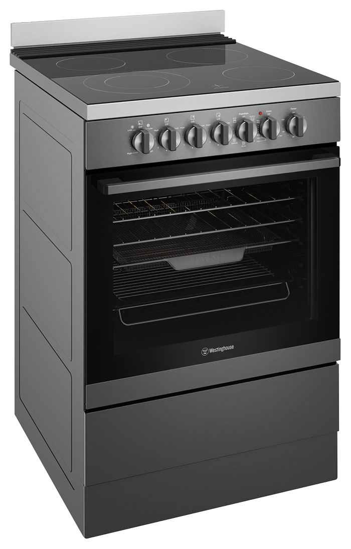 60cm freestanding electric oven and ceramic cooktop with AirFry, dark ...