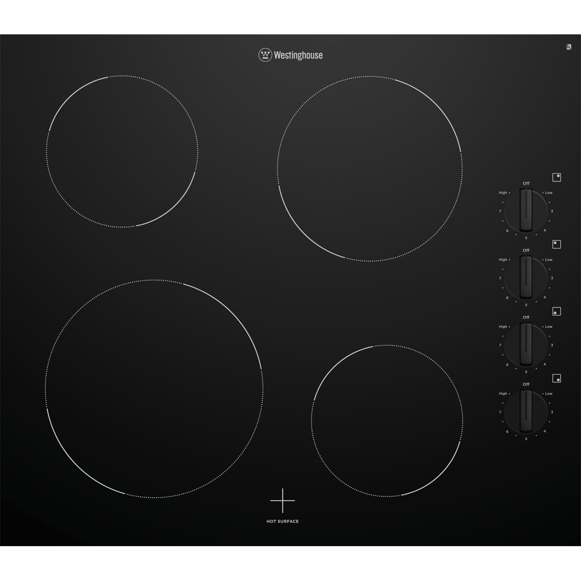 60cm 4 zone ceramic cooktop - WHC642BC | Westinghouse NZ