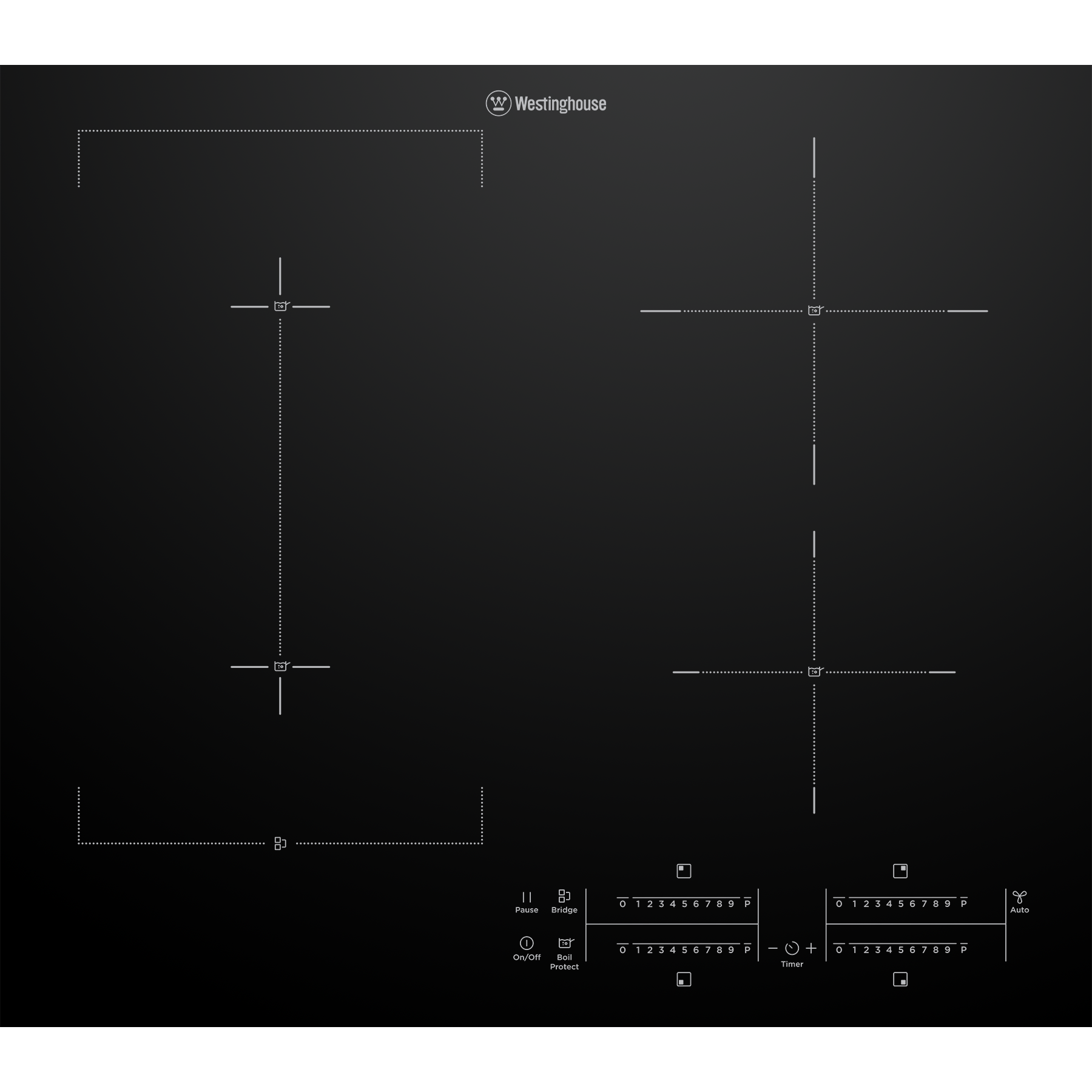 60cm 4 zone induction cooktop with BoilProtect - WHI645BE | Westinghouse NZ